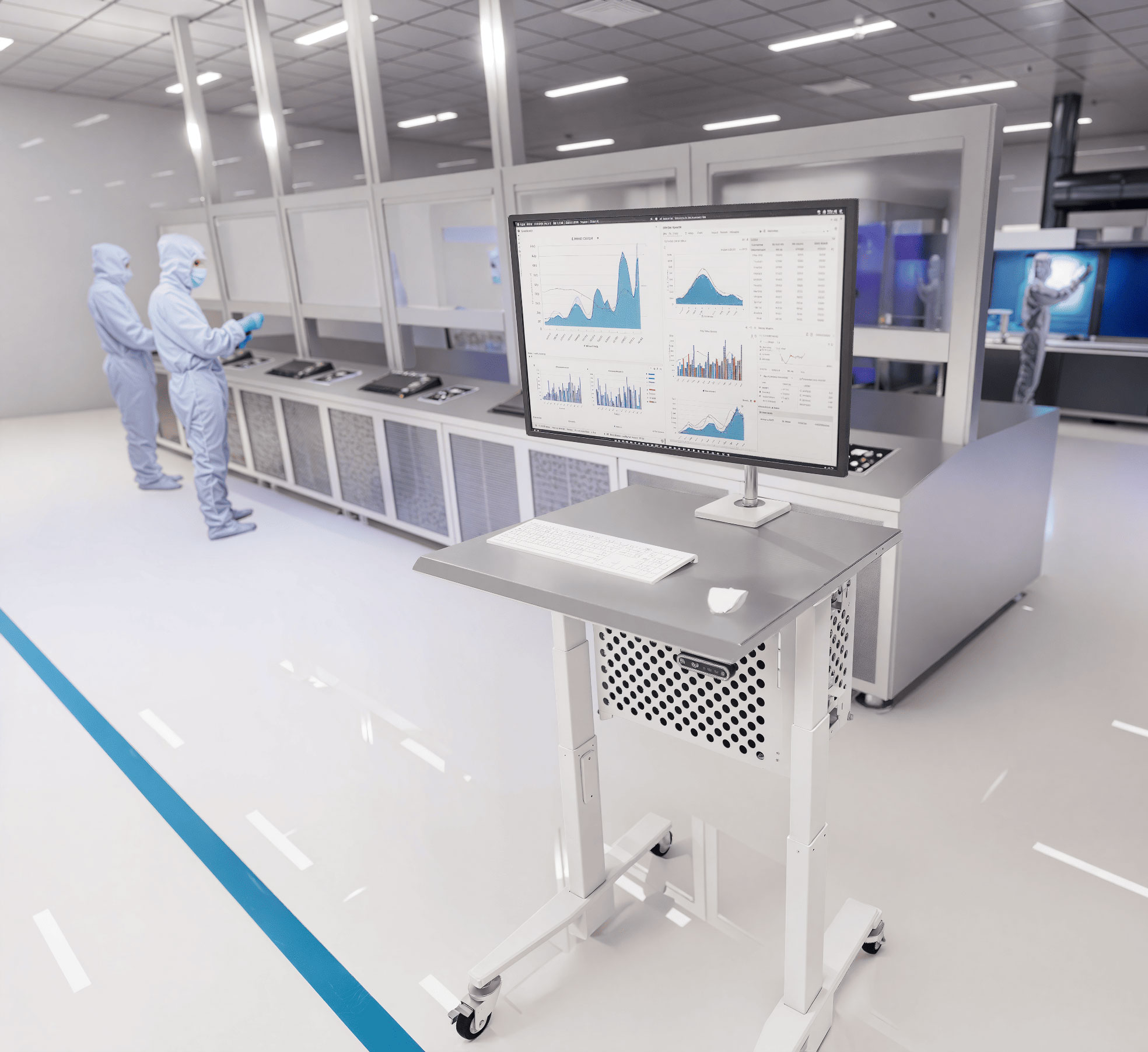 Enhance Cleanroom Mobility with the I-2000 Computer Cart. 30-Day Free Trial